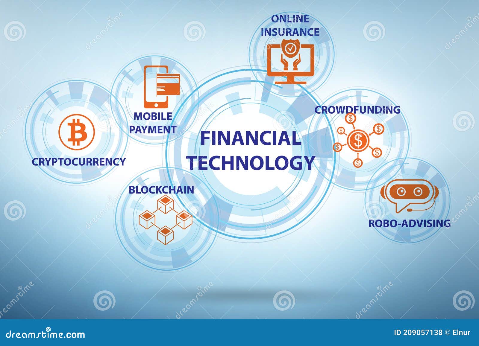 Financial Technology Concept Illustration with Key Elements Stock ...
