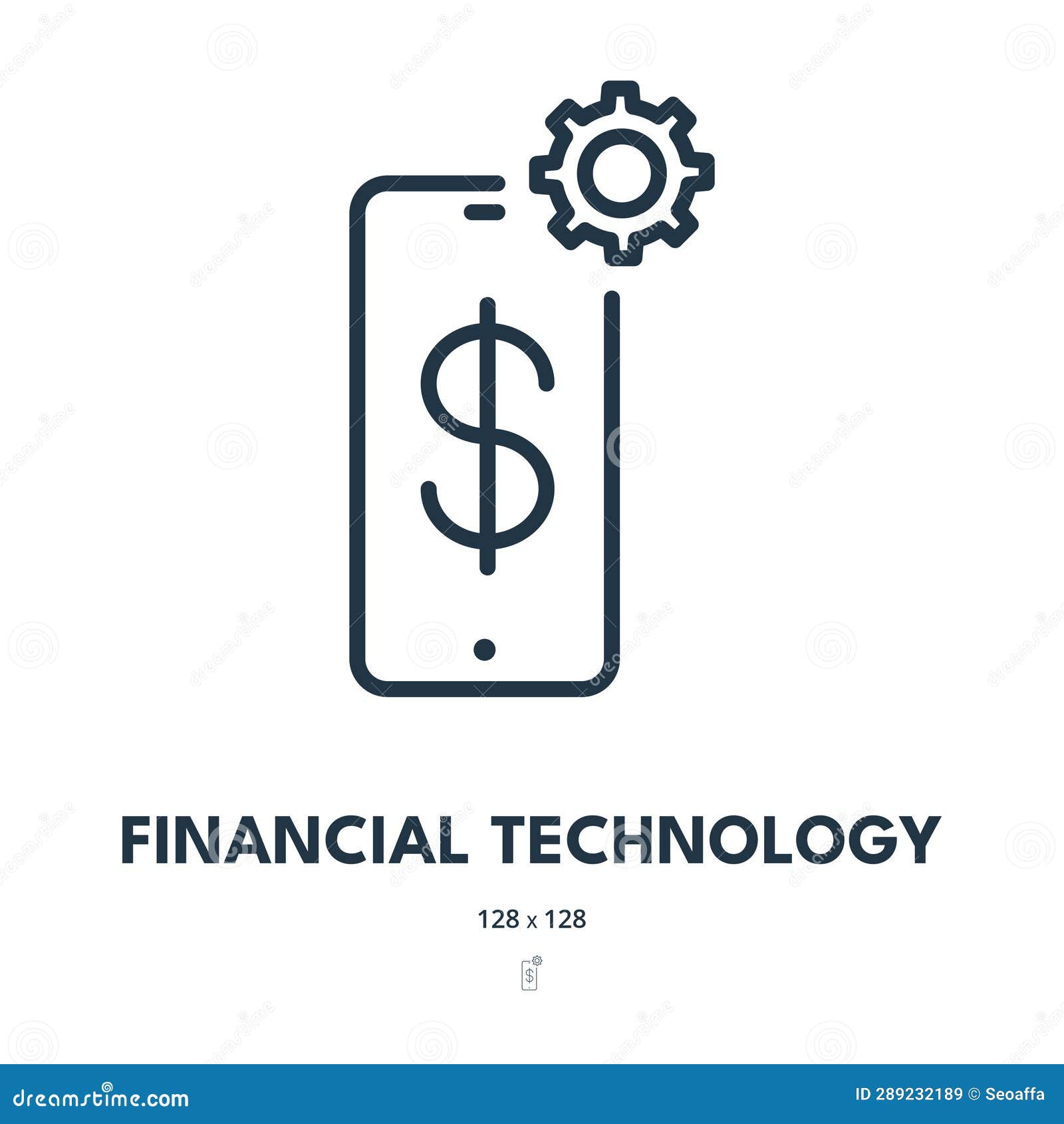 Financial Technology Icon. Fintech, Tech, Innovation. Editable Stroke ...