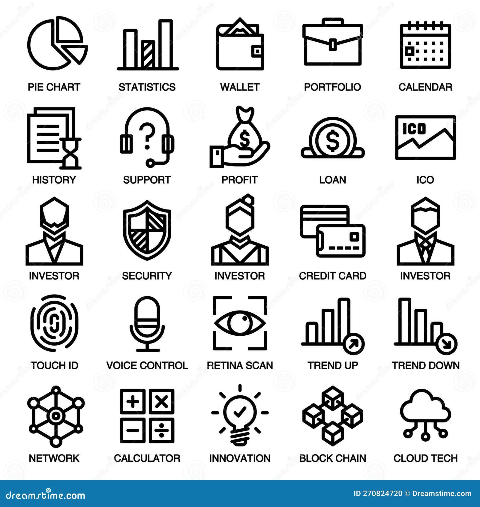 Financial Technology Icon Set. Fintech Icon Set Vector Image. Editable ...