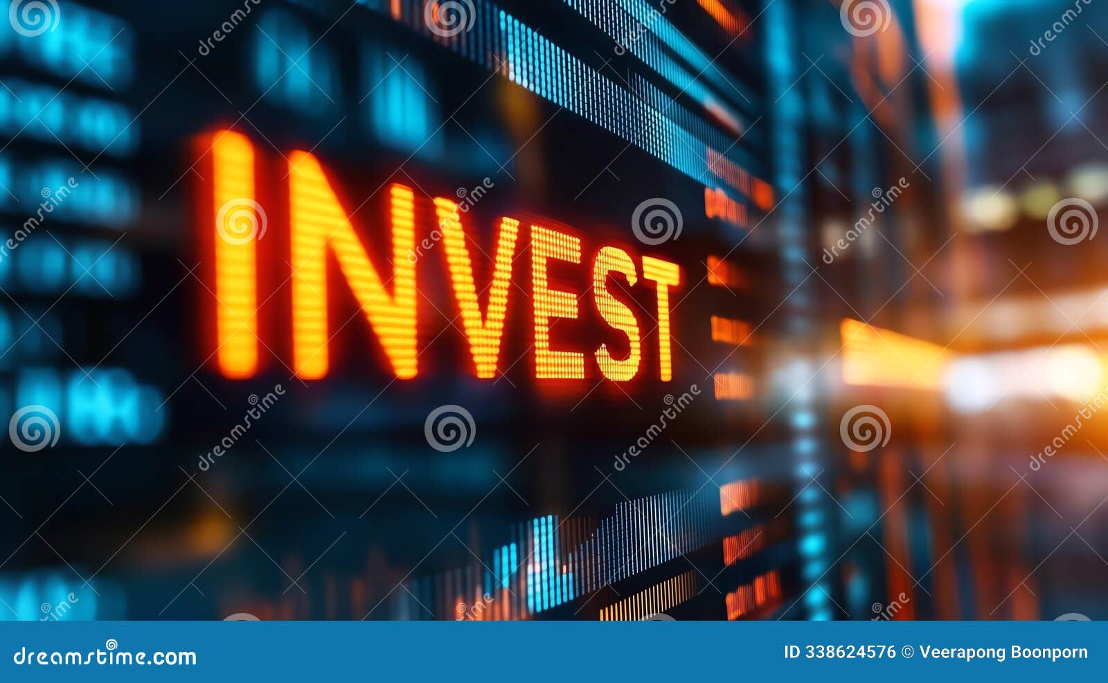 Financial Technology Screen with the Word Invest Highlighted Stock ...