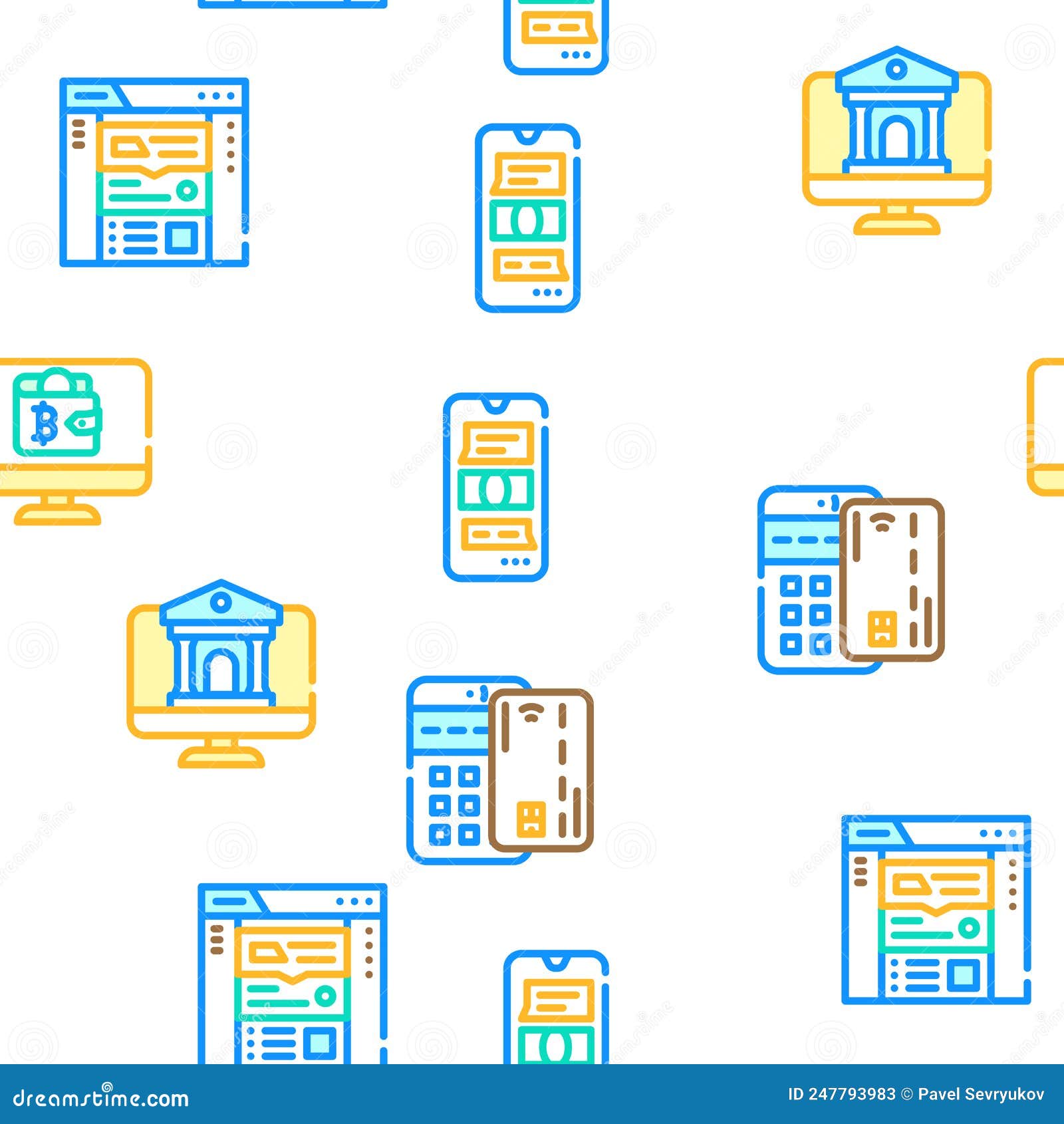 Financial Technology and Software Icons Set Vector Stock Illustration ...