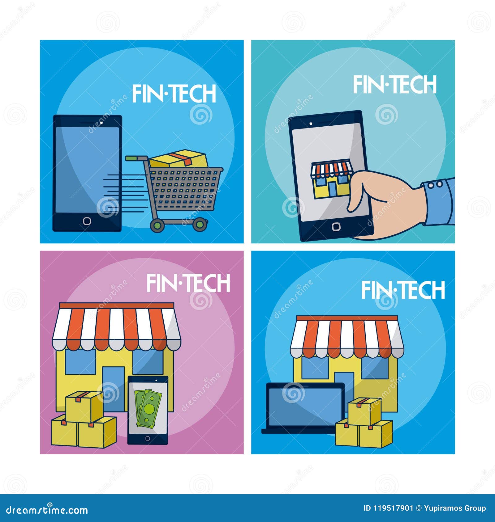 Financial Technology Square Frames Stock Vector - Illustration of ...