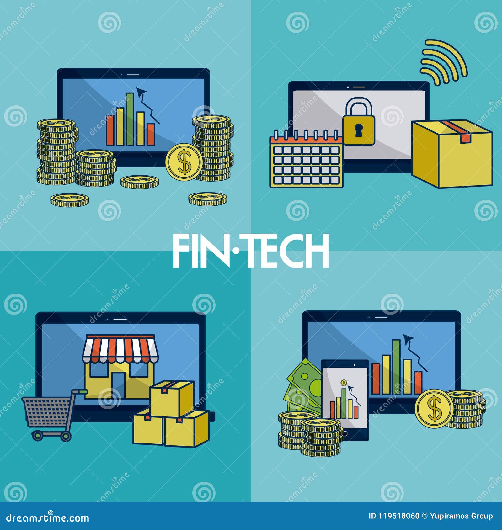 Financial Technology Square Frames Stock Vector - Illustration of ...