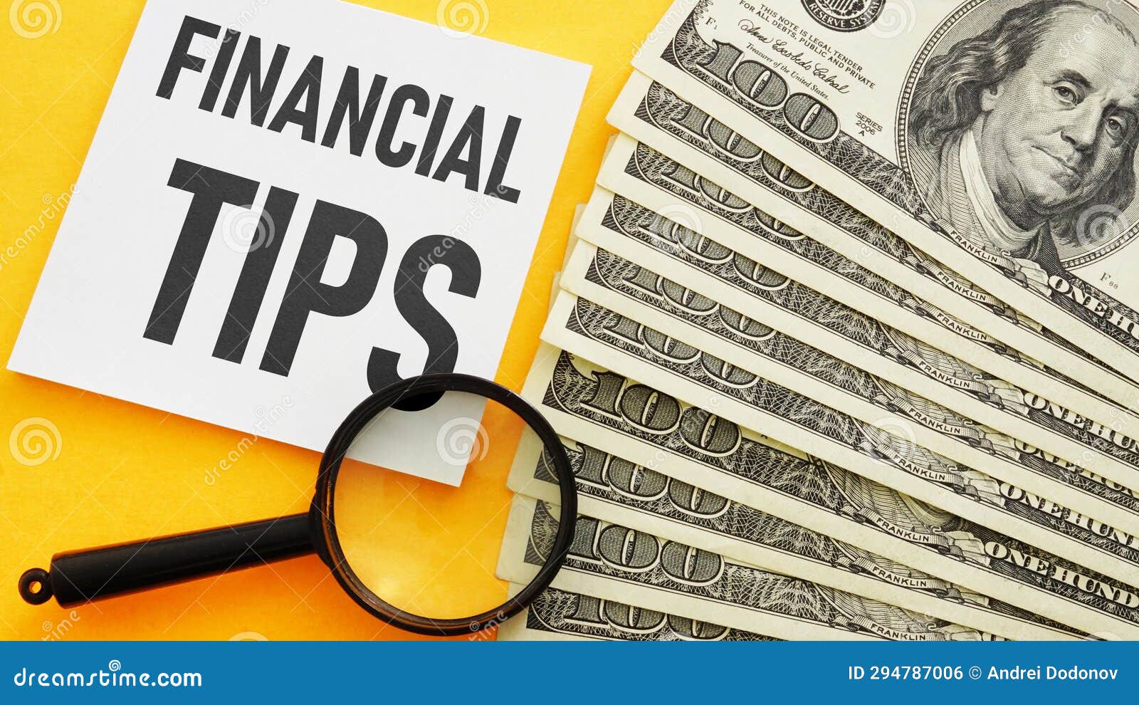 Financial Tips are Shown Using the Text and Photo of Dollars Stock ...