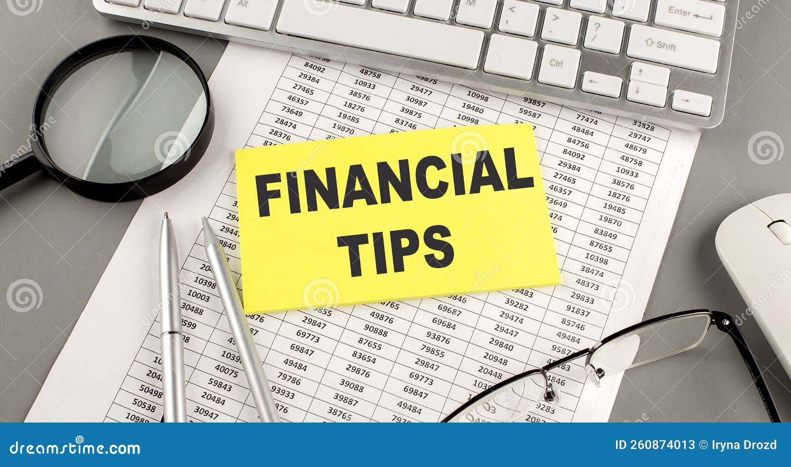 FINANCIAL TIPS Text Written on a Sticky on Chart with Keyboard and ...