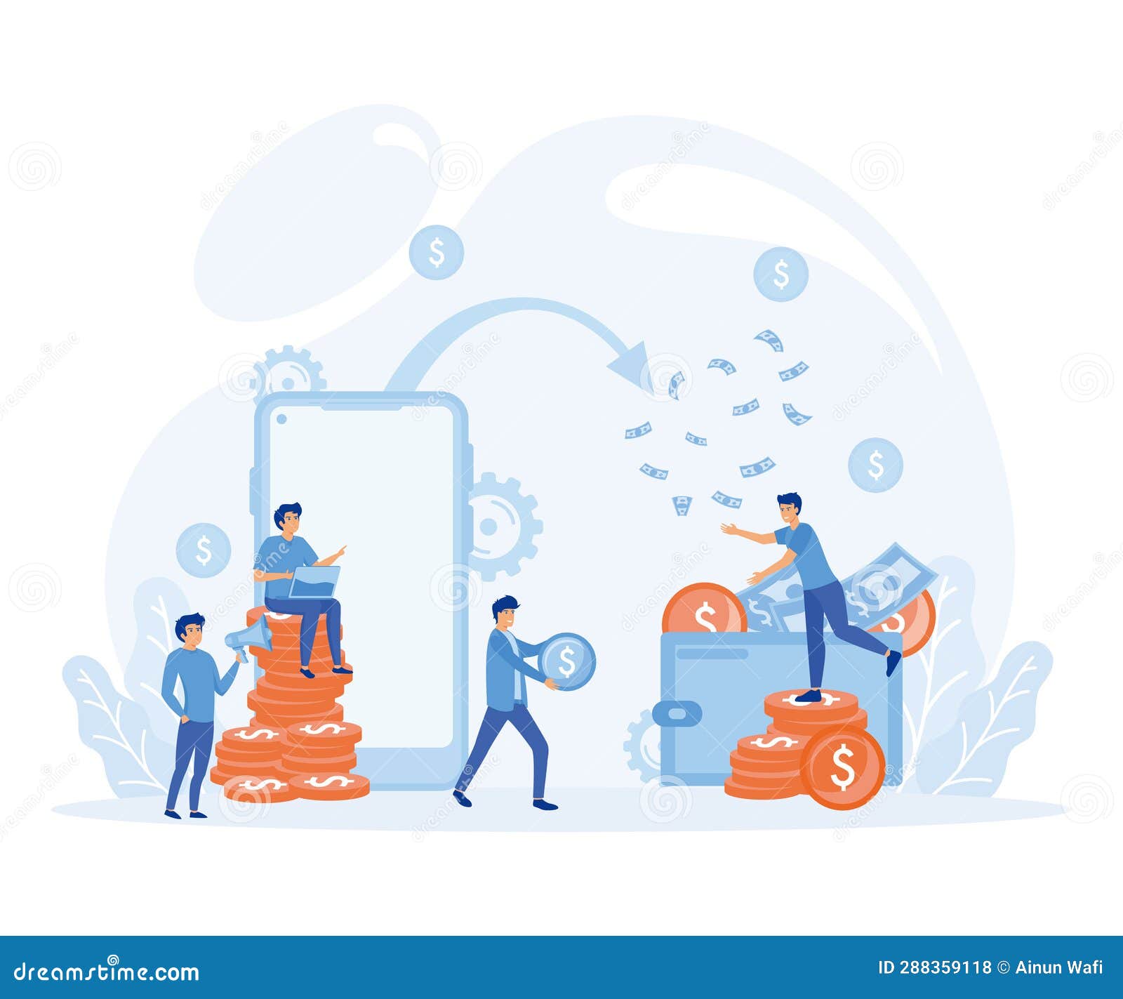 Financial Transactions, Non-cash Payment Transactions. Stock Vector ...