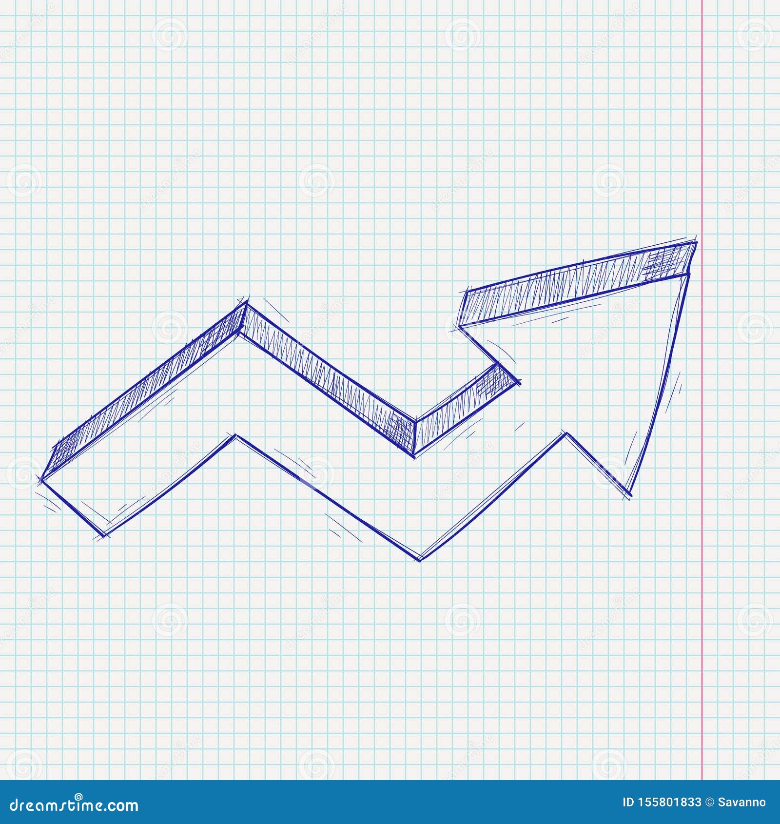 Financial UP Arrow. Rising Trend Graph on Lined Paper Background Stock ...