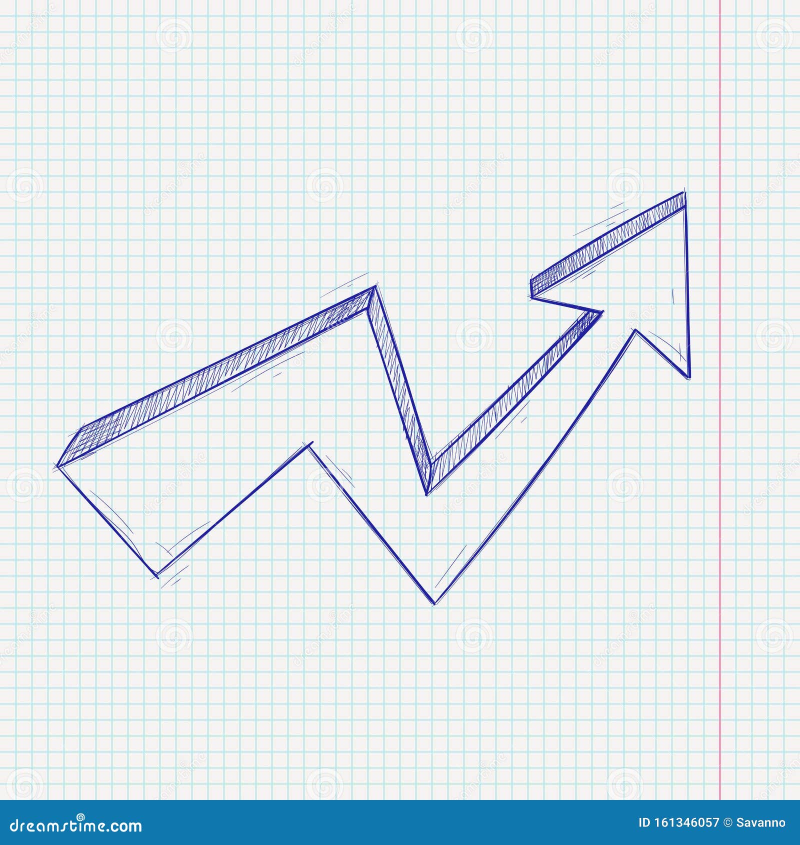 Financial UP Arrow. Rising Trend Graph on Lined Paper Background Stock ...