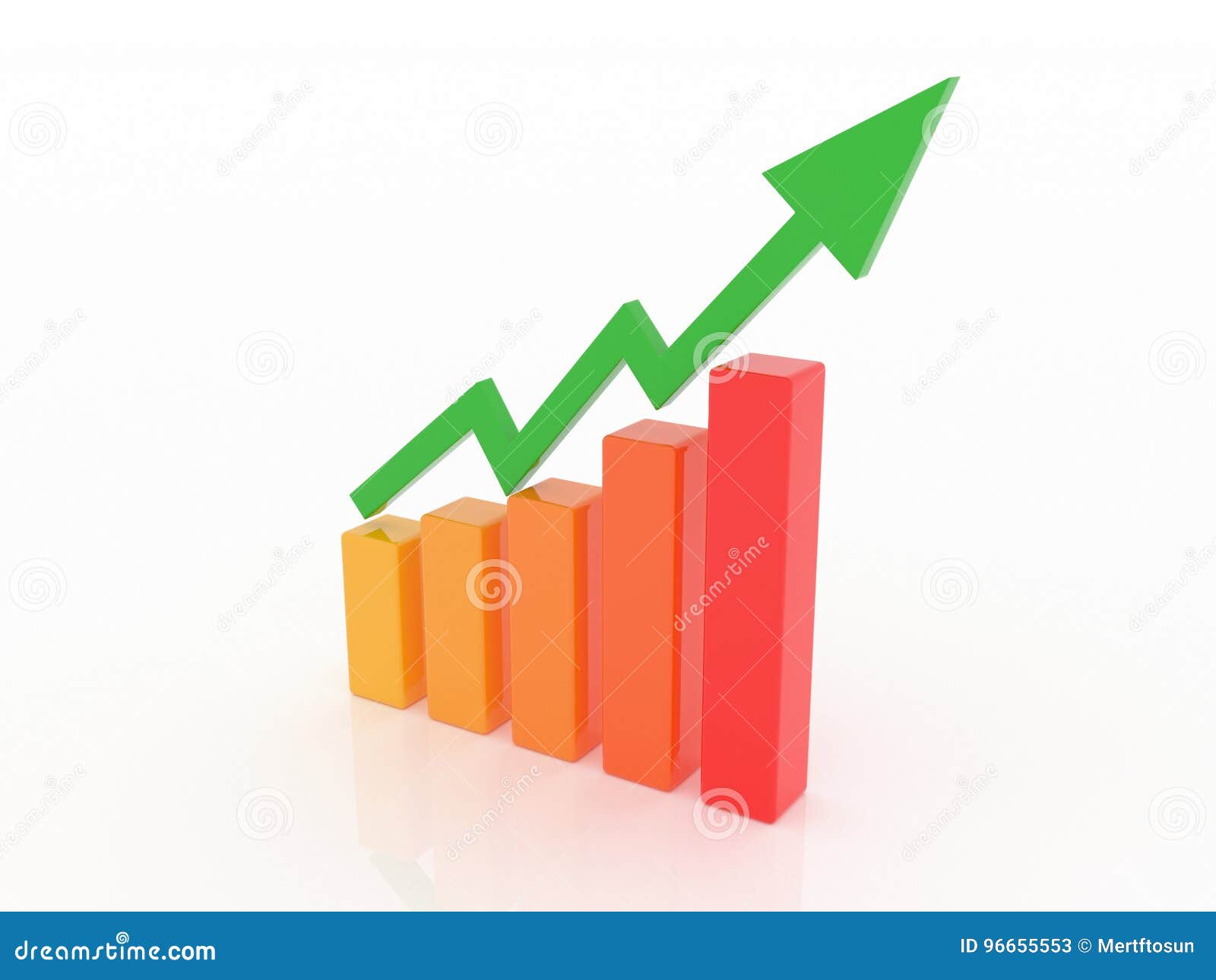 Financial Up Arrow with Statistical Bars White Backgroud Stock ...