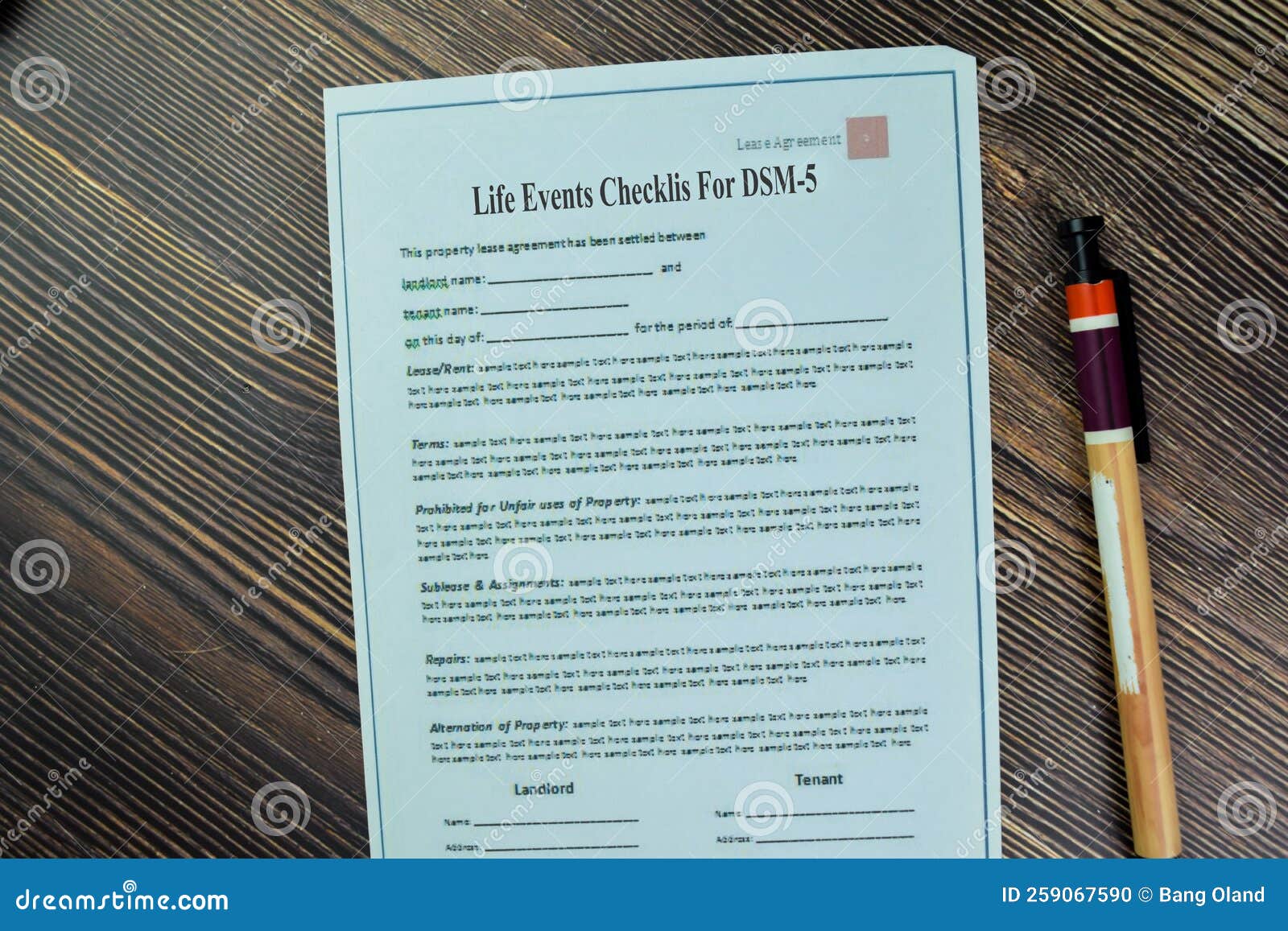 Financing Concept of Life Events Checklist for DSM-5 Write on Paperwork ...