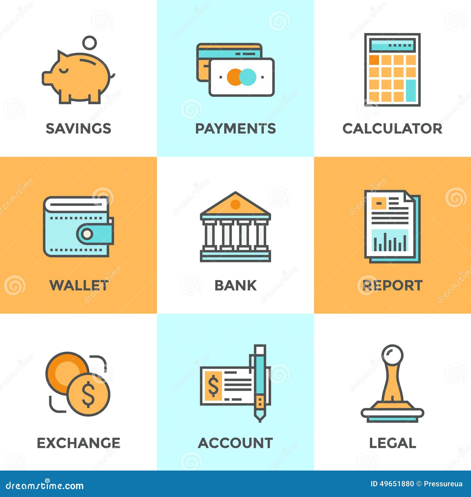 Finanza E Linea Icone Dei Soldi Messe Illustrazione Vettoriale ...