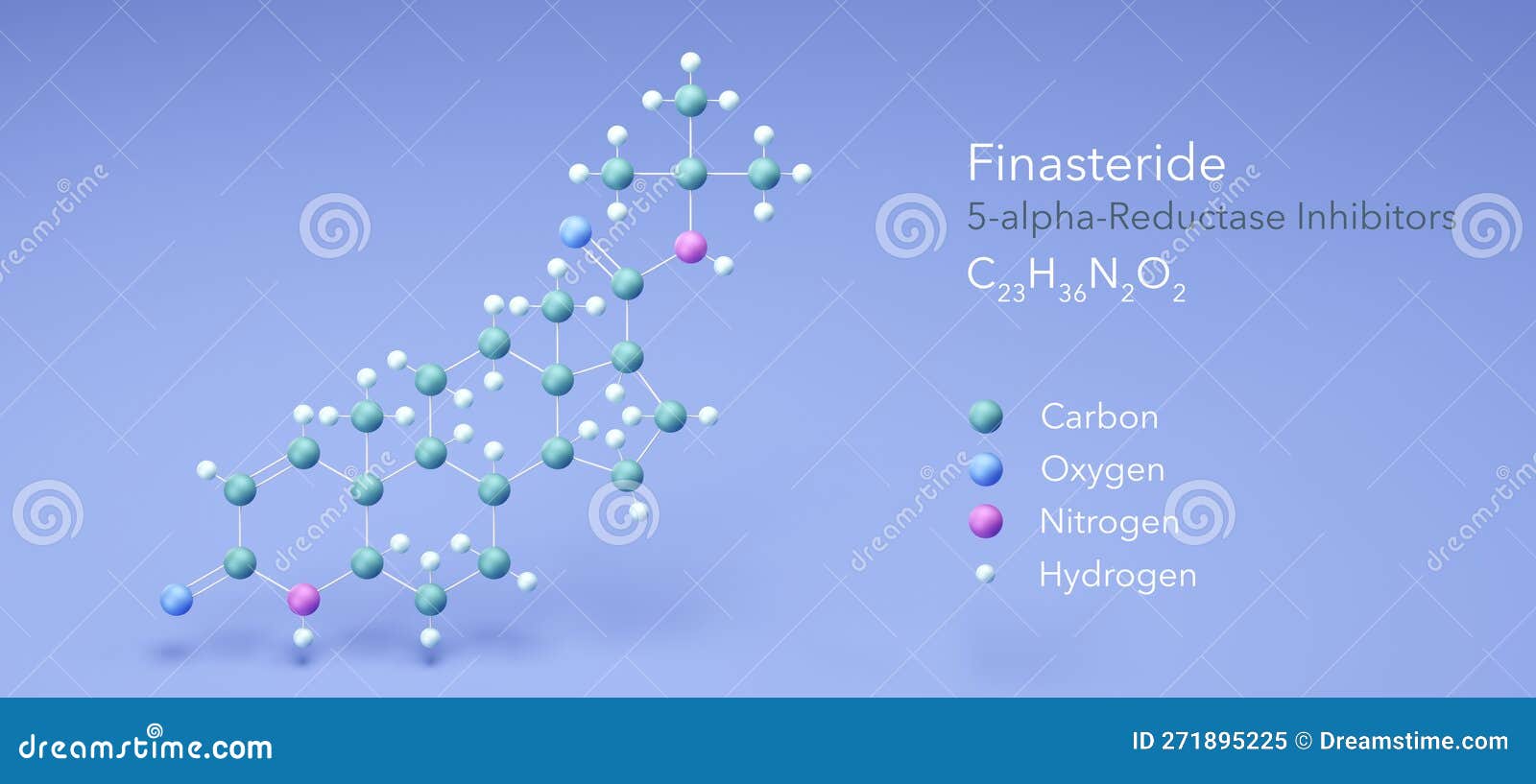 Finasteride Molecule, Structural Chemical Formula, Ball-and-stick Model ...