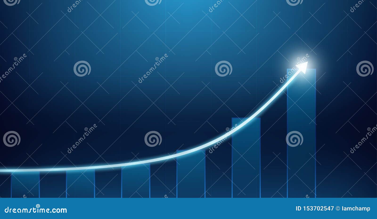 Widescreen Abstract Financial Graph with Uptrend Line Arrow and Bar ...