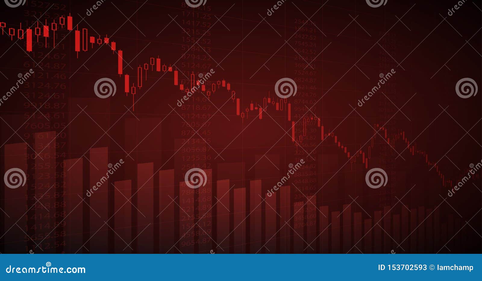 Widescreen Abstract Financial Chart with Downtrend Line Graph in Stock ...
