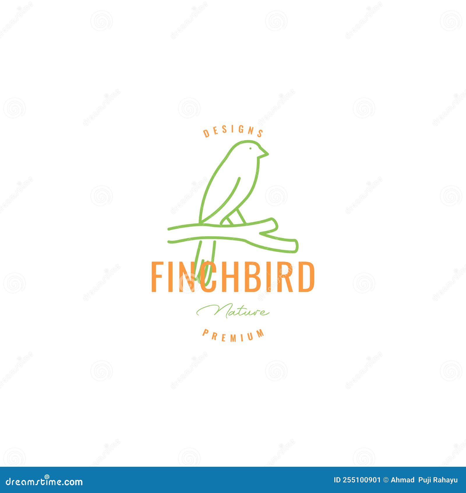 Finch Bird with Branch Logo Design Stock Vector - Illustration of ...