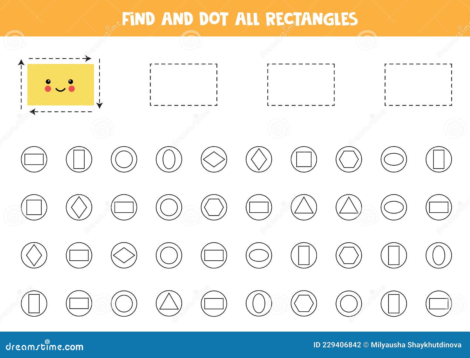 Learning Shapes. Find and Dot All Rectangles. Stock Vector ...
