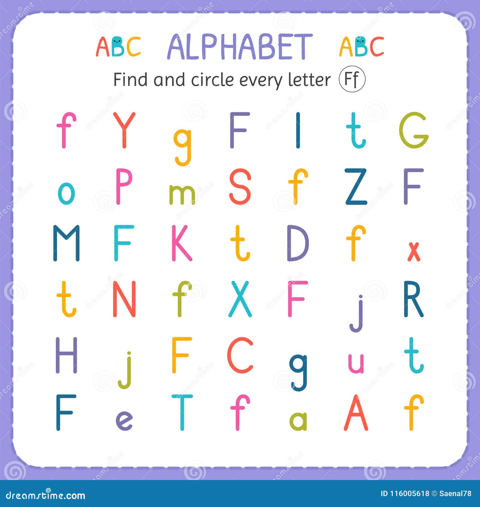 Find and Circle Every Letter F. Worksheet for Kindergarten and ... Find and Circle Every Letter F. Worksheet for Kindergarten and ...