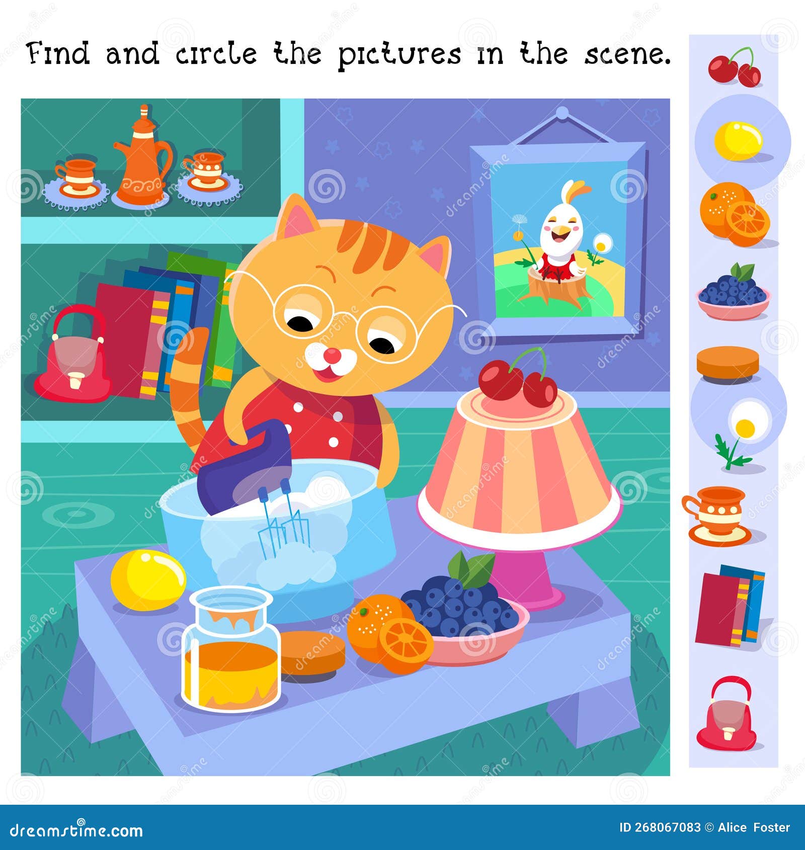 Find and Circle Objects. Educational Puzzle Game for Children. Cute ...
