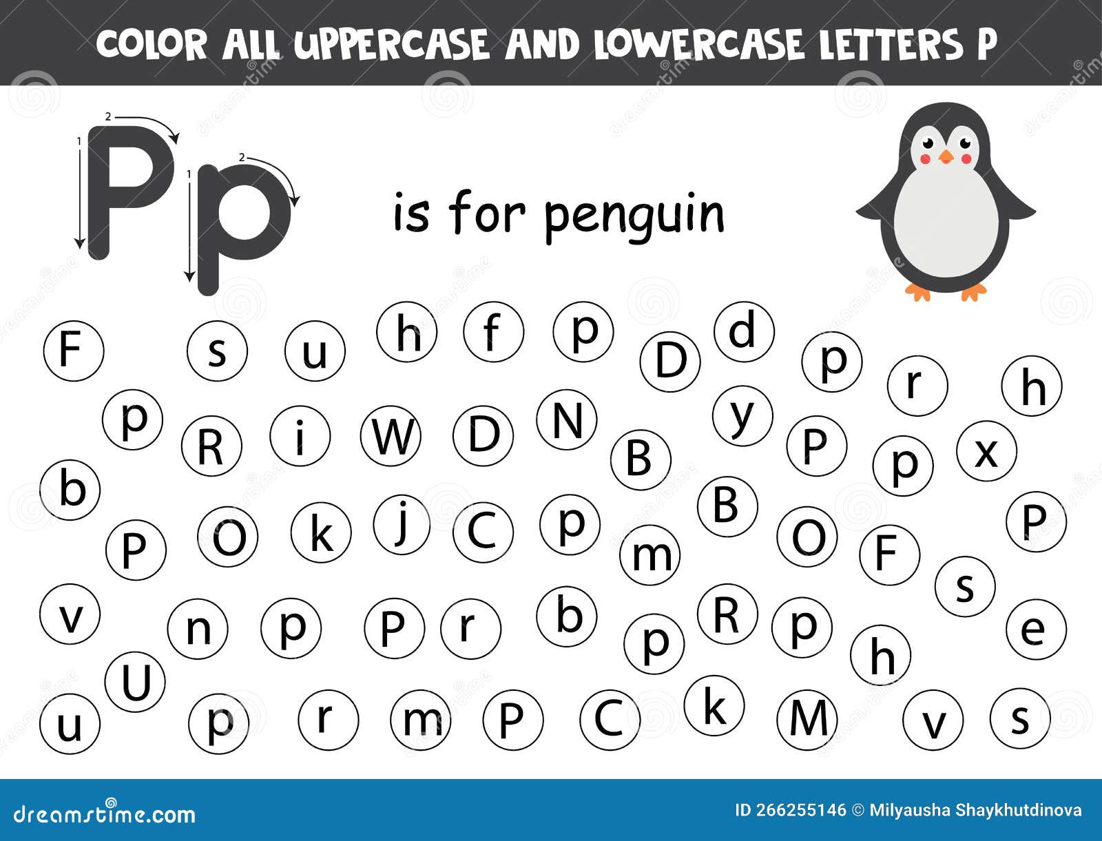 Dot All Letters P. Educational Worksheet for Learning Alphabet Stock ...