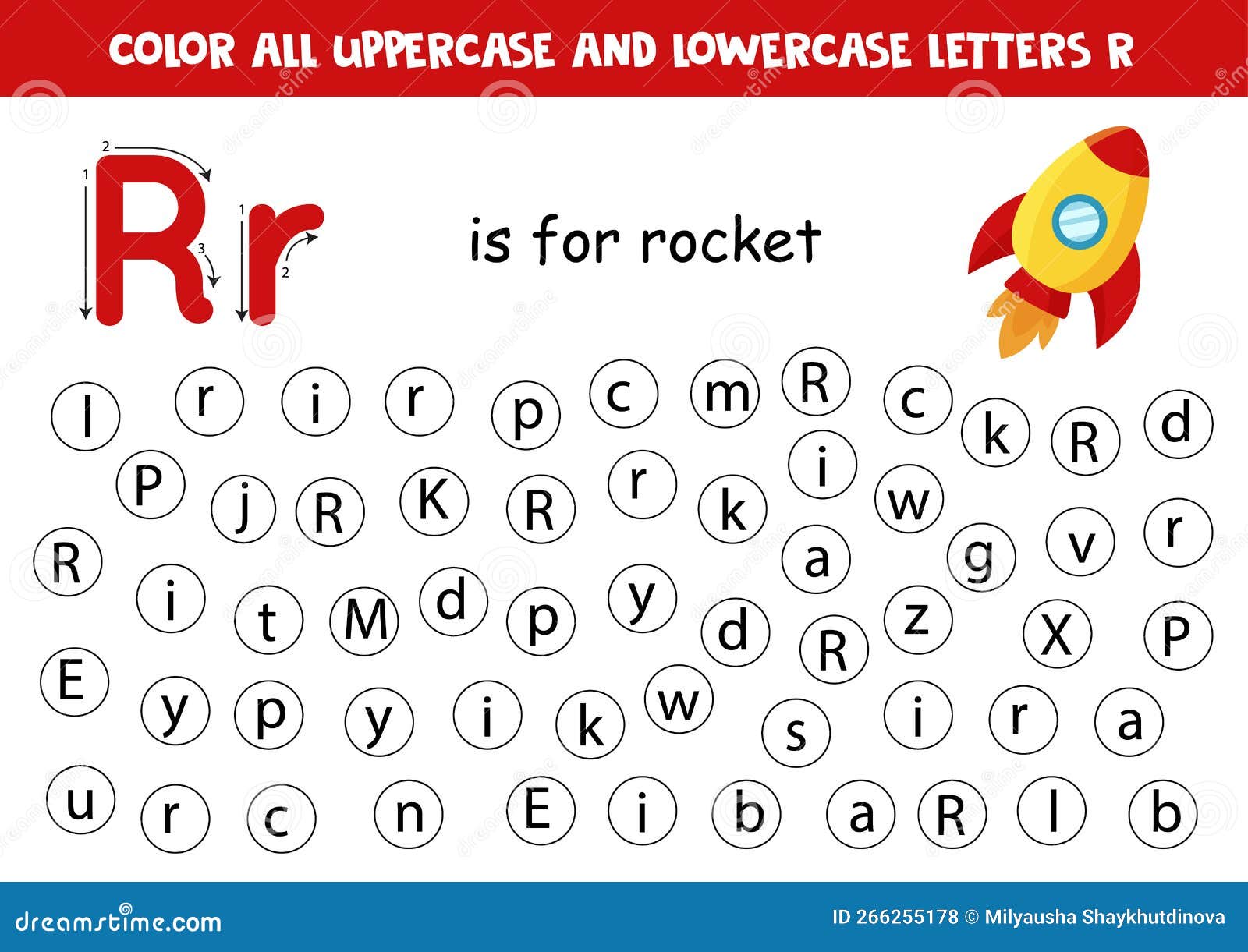 Dot All Letters R. Educational Worksheet for Learning Alphabet Stock ...