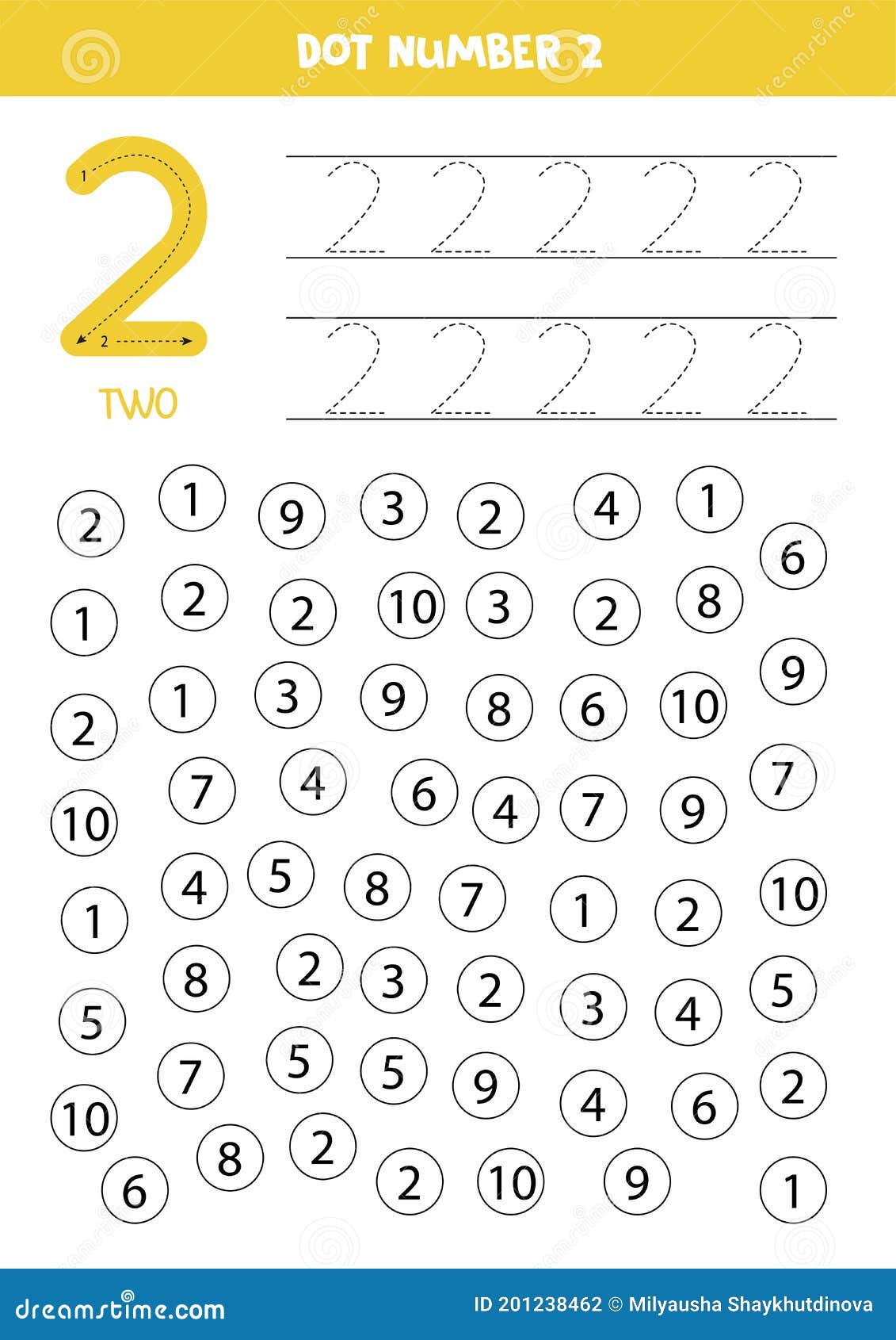 Find and Color Number 2. Math Game for Kids Stock Vector - Illustration ...