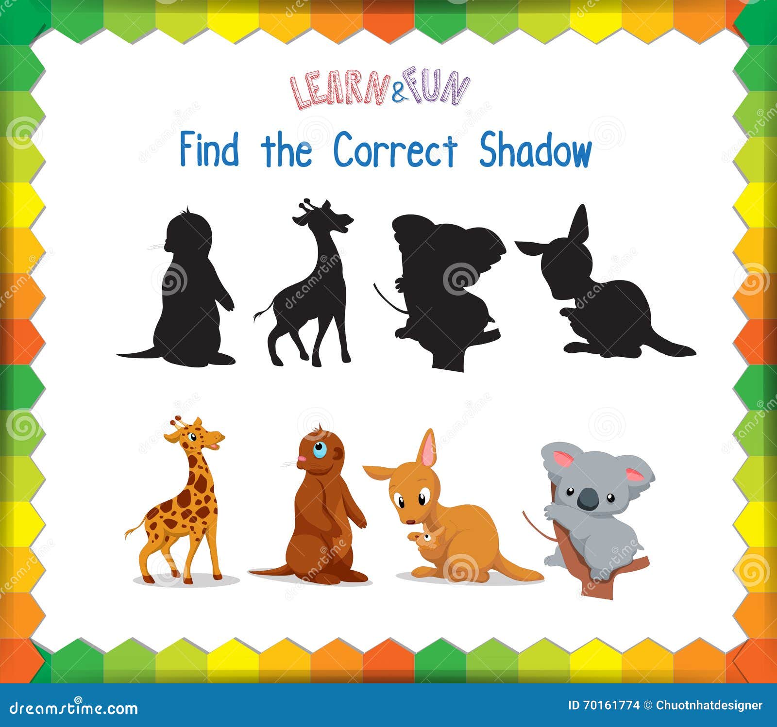Find the Correct Animals Shadow Stock Vector - Illustration of ...