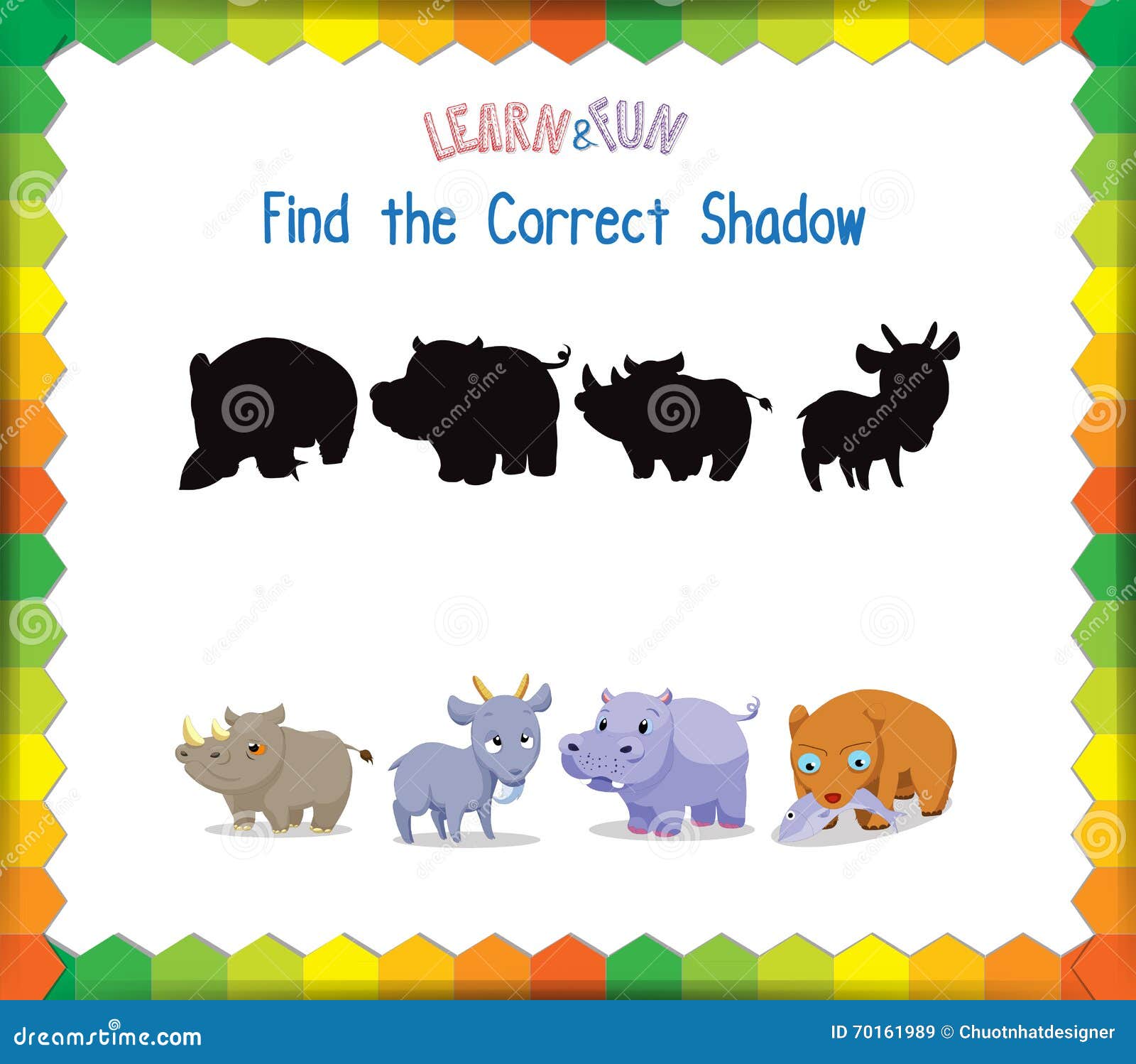 Find the Correct Animals Shadow Stock Vector - Illustration of mind ...