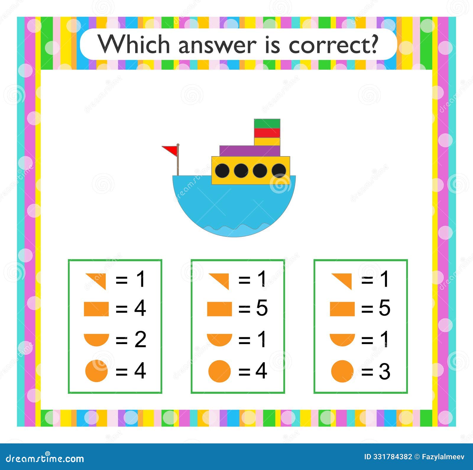 Math Activity for Kids. Find the Correct Answer Stock Illustration ...