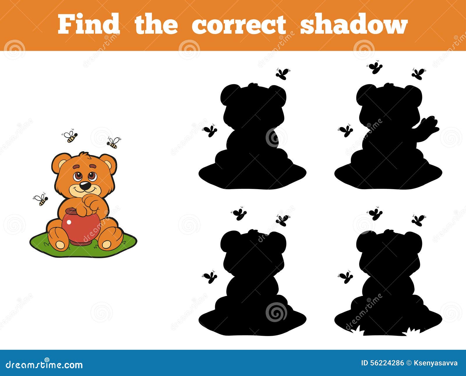 Find the Correct Shadow (bear and Bees) Stock Vector - Illustration of ...