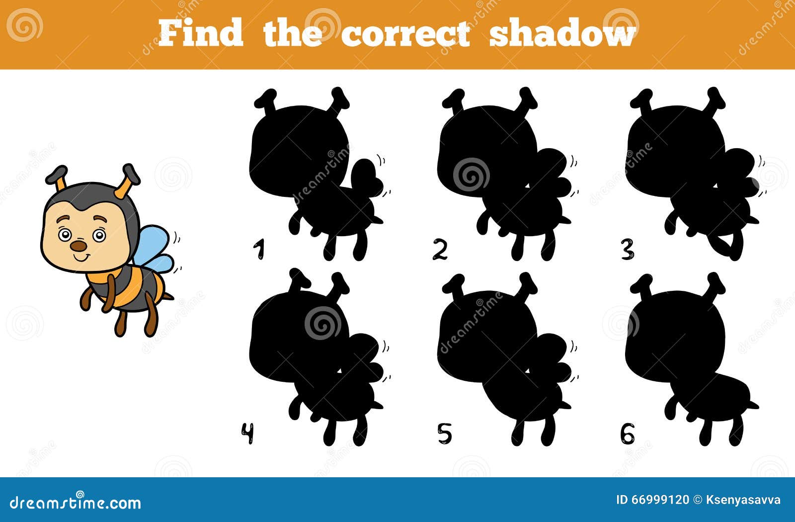Find the Correct Shadow (bee) Stock Vector - Illustration of preschool ...