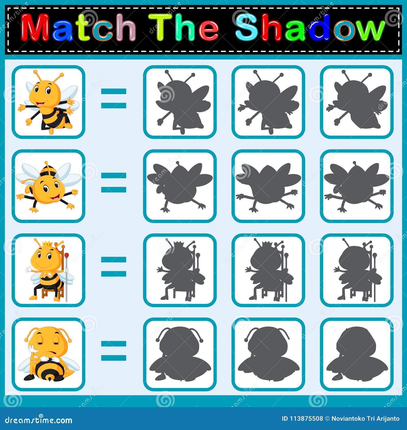 Find the Correct Shadow of the Bee Stock Vector - Illustration of ...