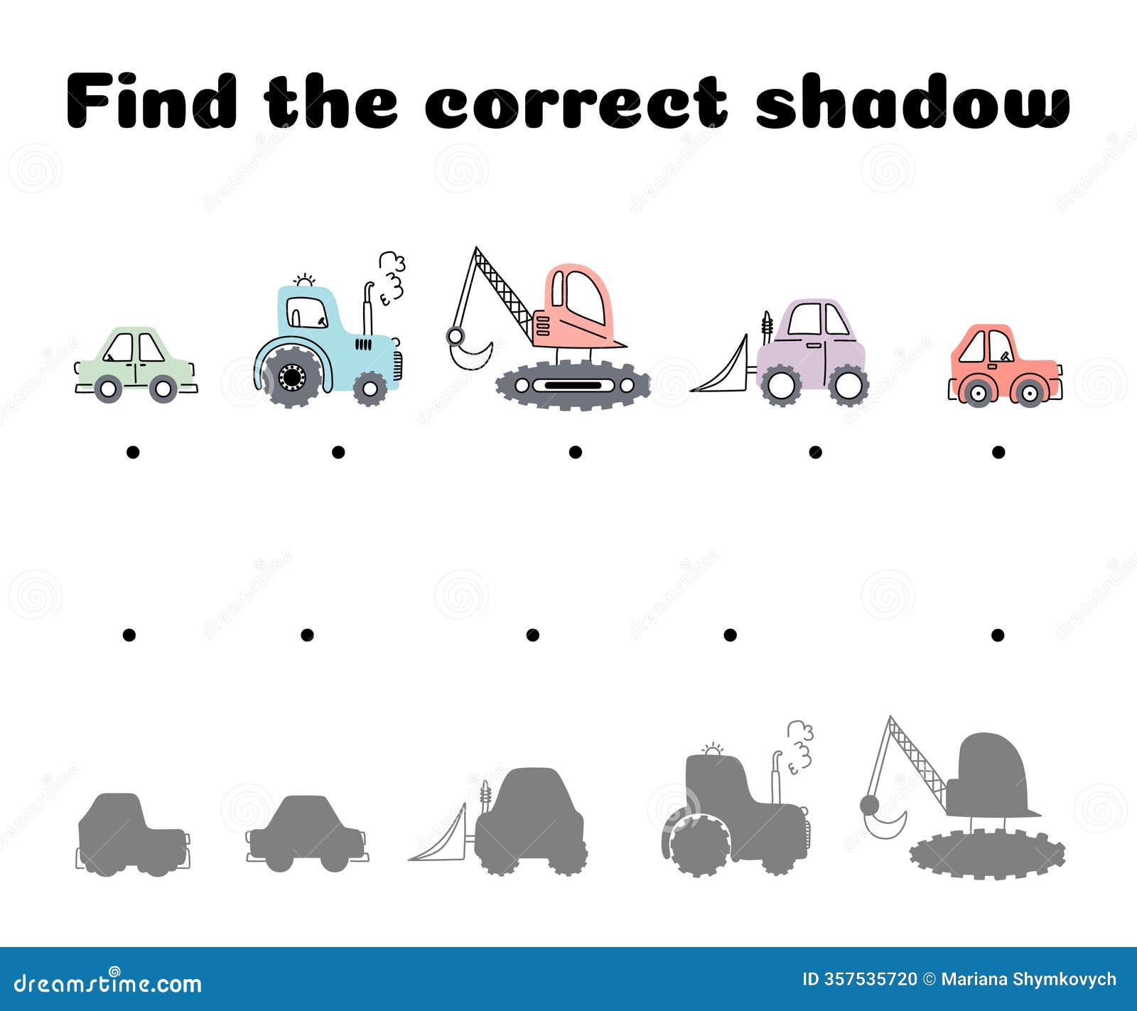A Logical Game For Children Find The Right Shadow, Cartoon Children Of ...