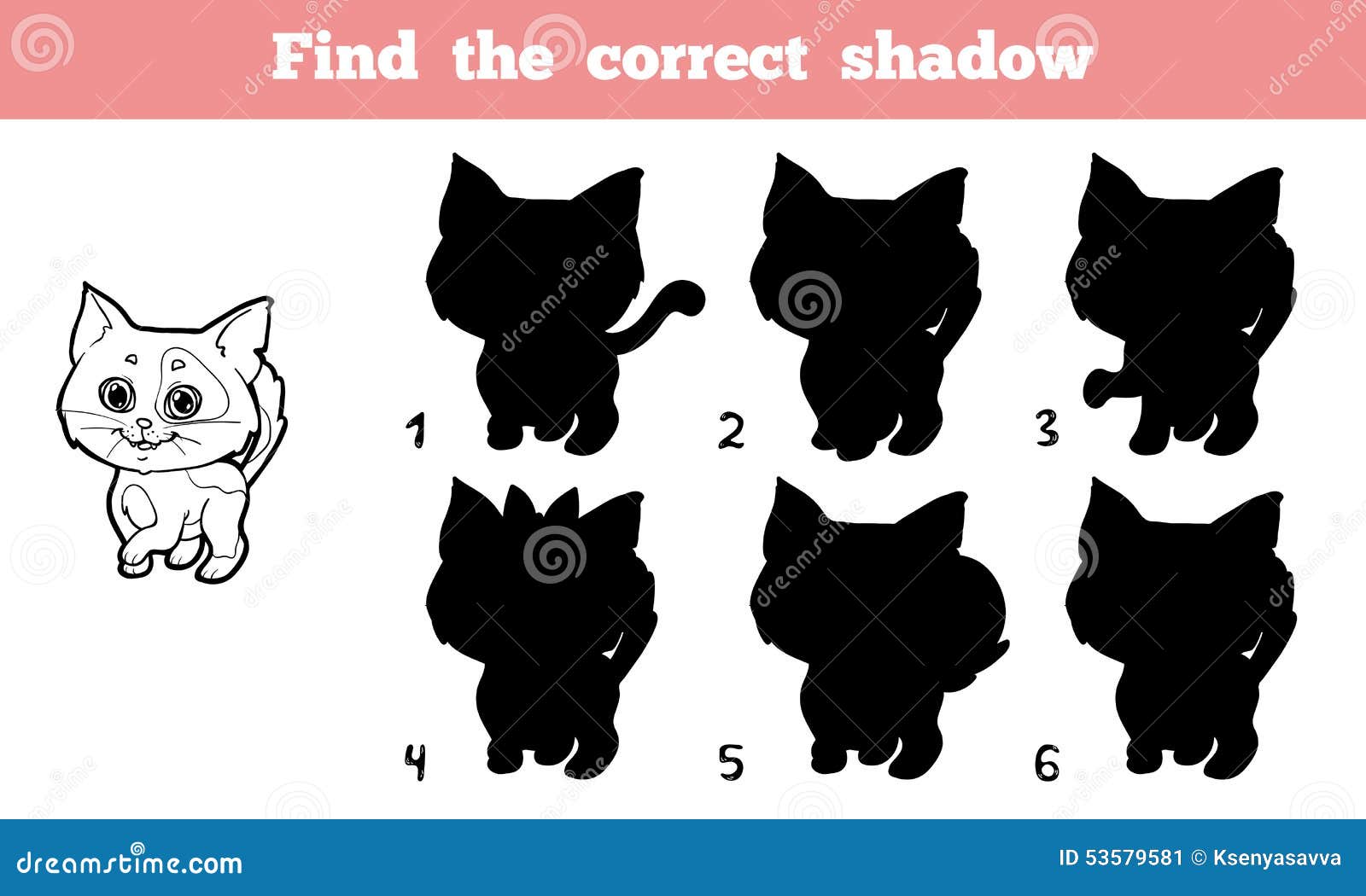 Find the Correct Shadow (cat) Stock Vector - Illustration of game ...