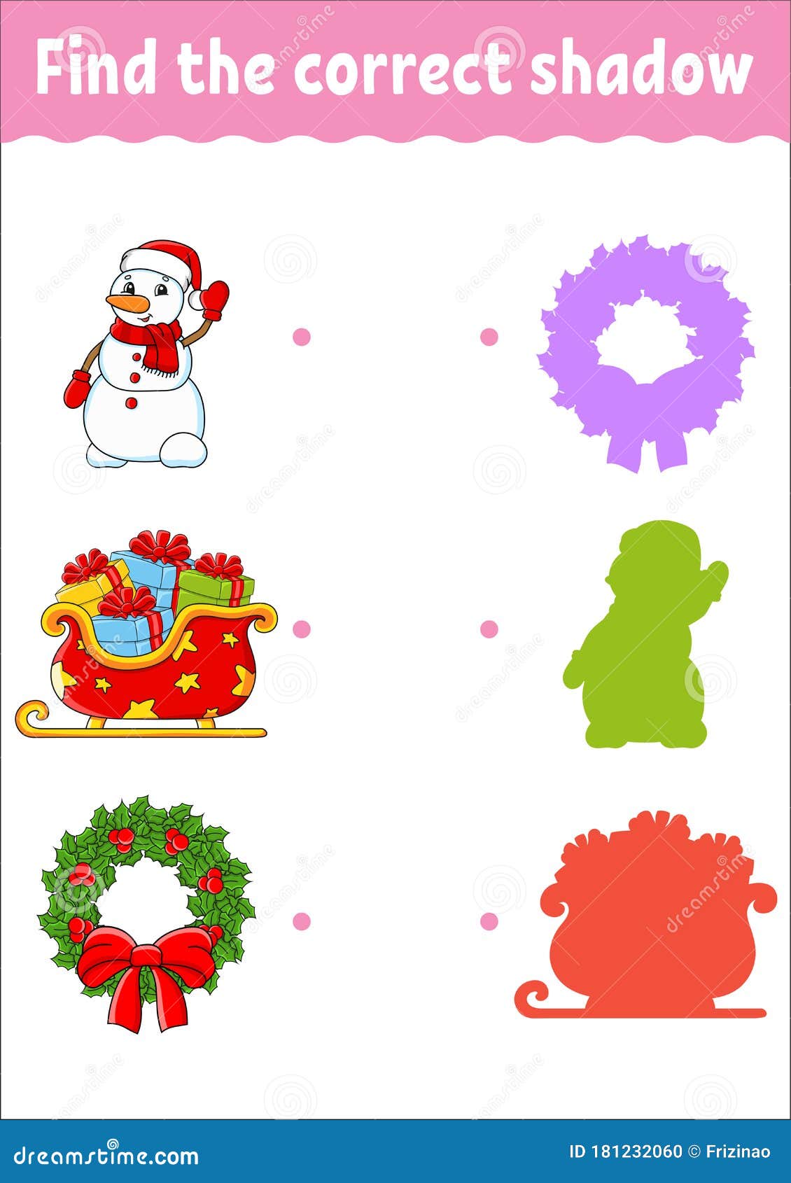 Find the Correct Shadow. Christmas Theme. Education Developing ...