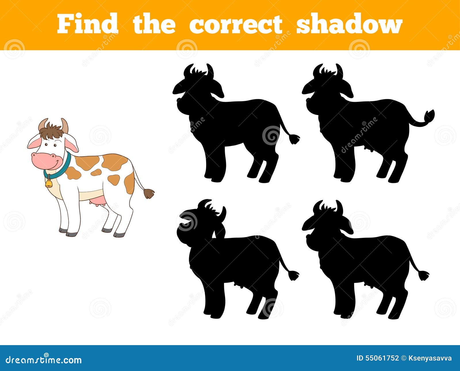 Find the Correct Shadow (cow) Stock Vector - Illustration of correct ...