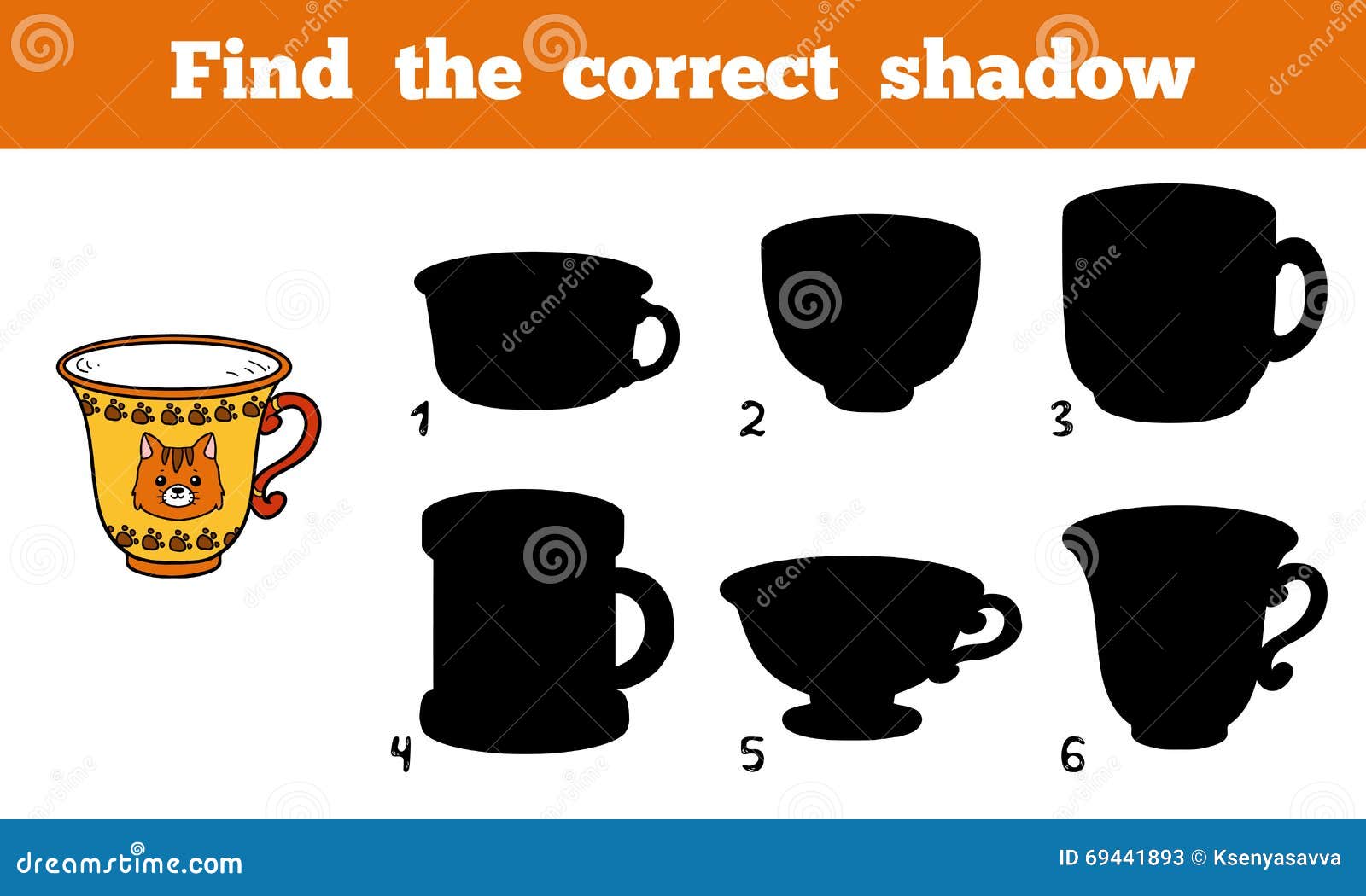 Find the Correct Shadow, Cup Stock Vector - Illustration of leisure ...