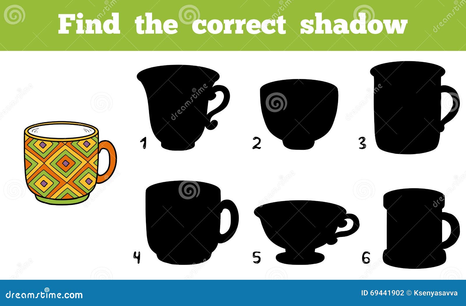 Find the Correct Shadow, Cup Stock Vector - Illustration of educational ...