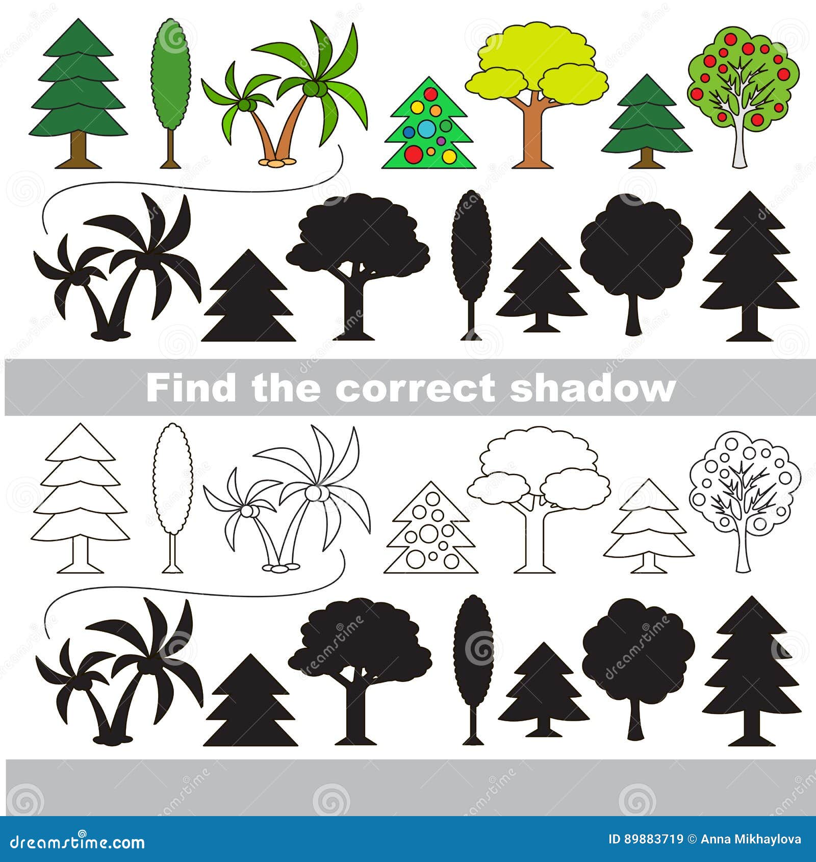 Find Correct Shadow for Each Object. Stock Vector - Illustration of ...
