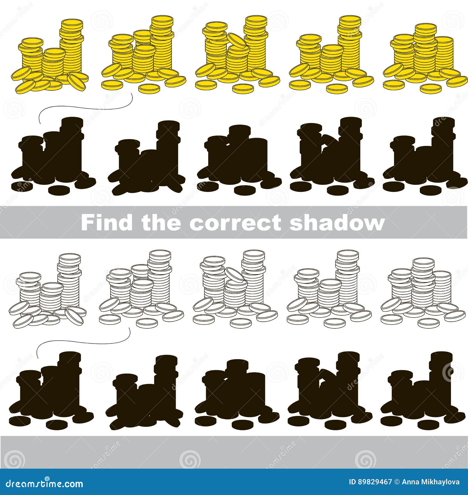 Find Correct Shadow for Each Object, the Kid Game. Stock Vector ...