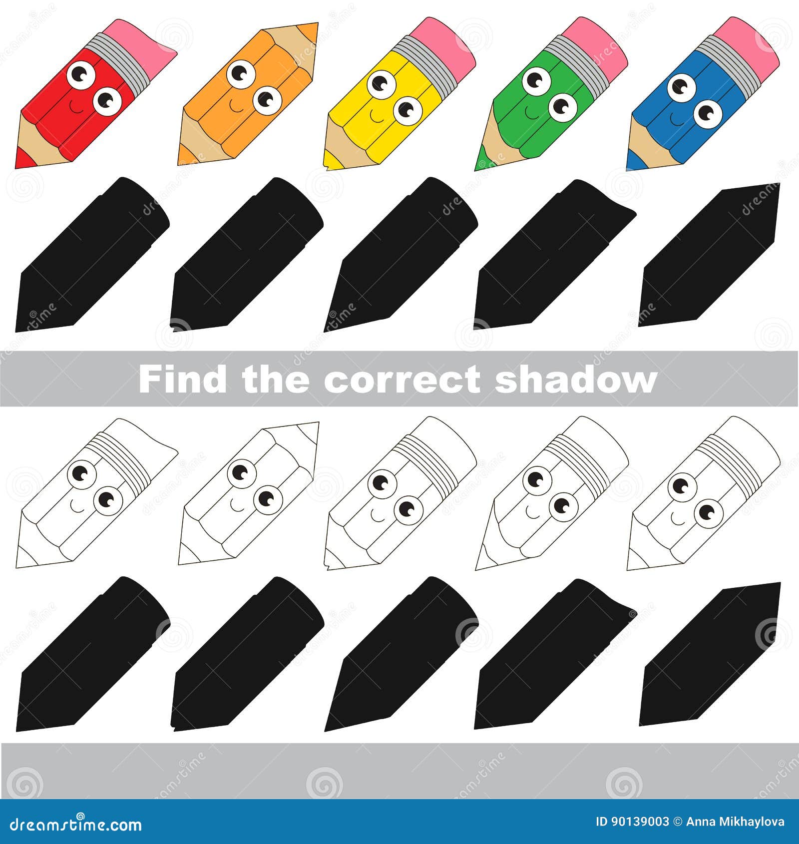 Find Correct Shadow for Each Object, the Kid Game. Stock Vector ...