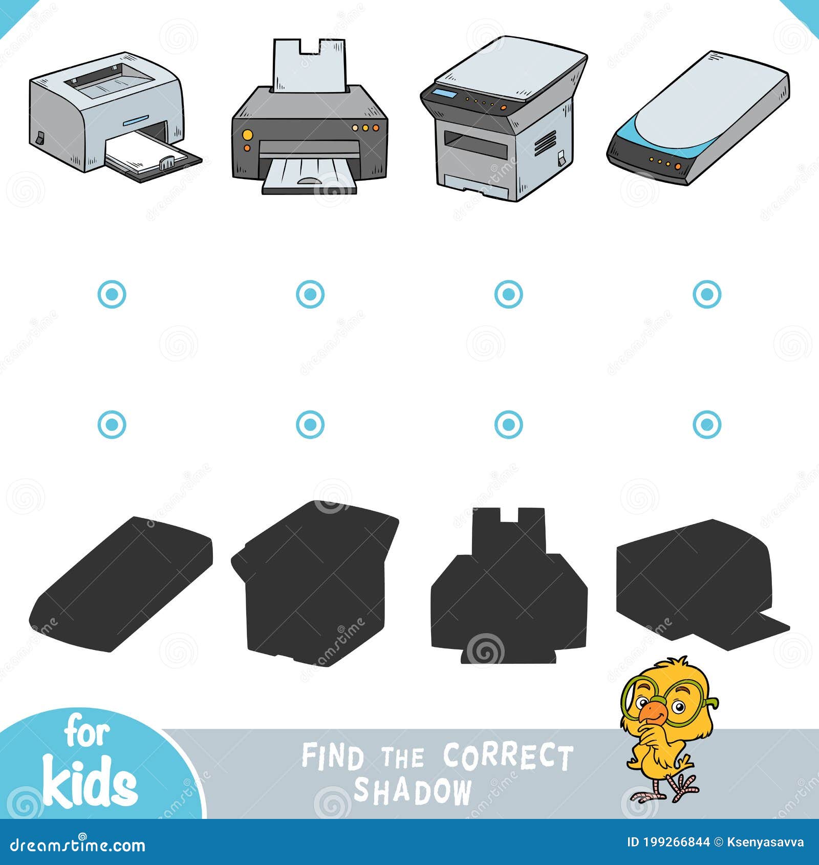 Find the Correct Shadow, Education Game for Children. Color Set of ...