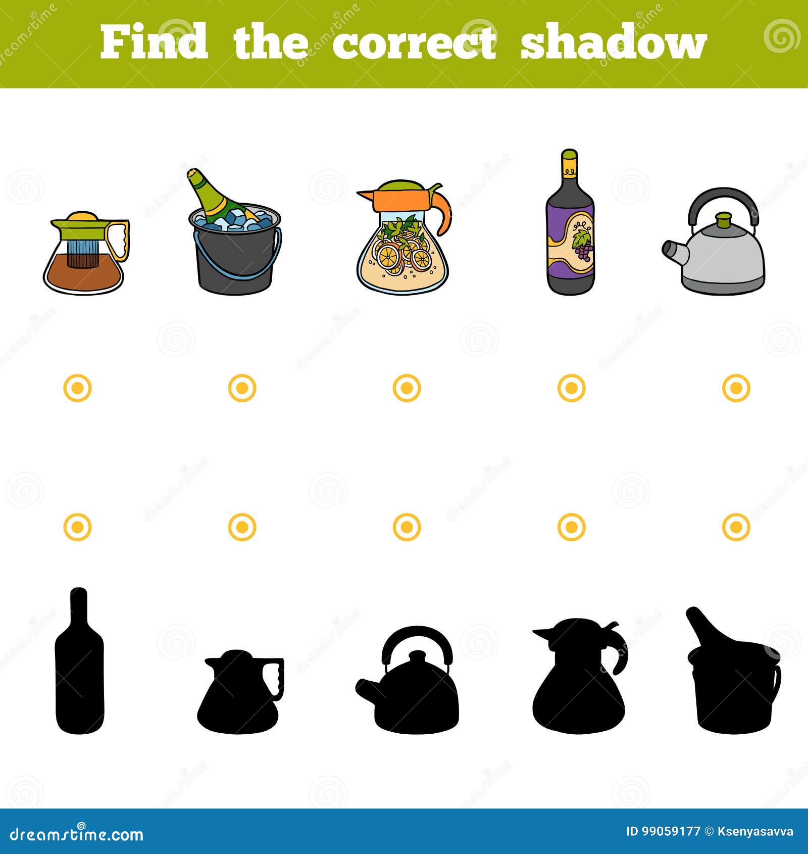 Find the Correct Shadow. Set of Kitchen Utensils and Objects Stock ...