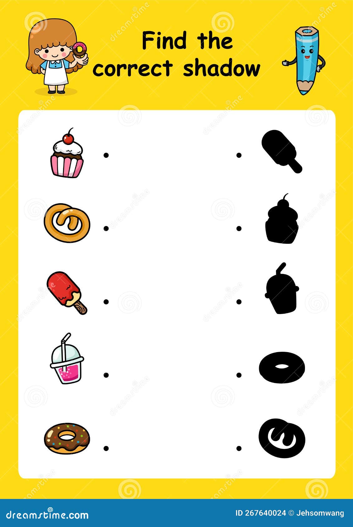 Find the Correct Shadow Education Game for Children Stock Vector ...