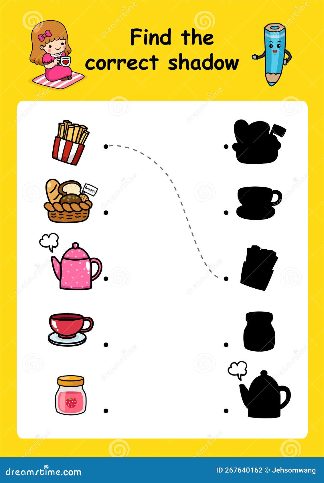 Find the Correct Shadow Education Game for Children Stock Vector ...