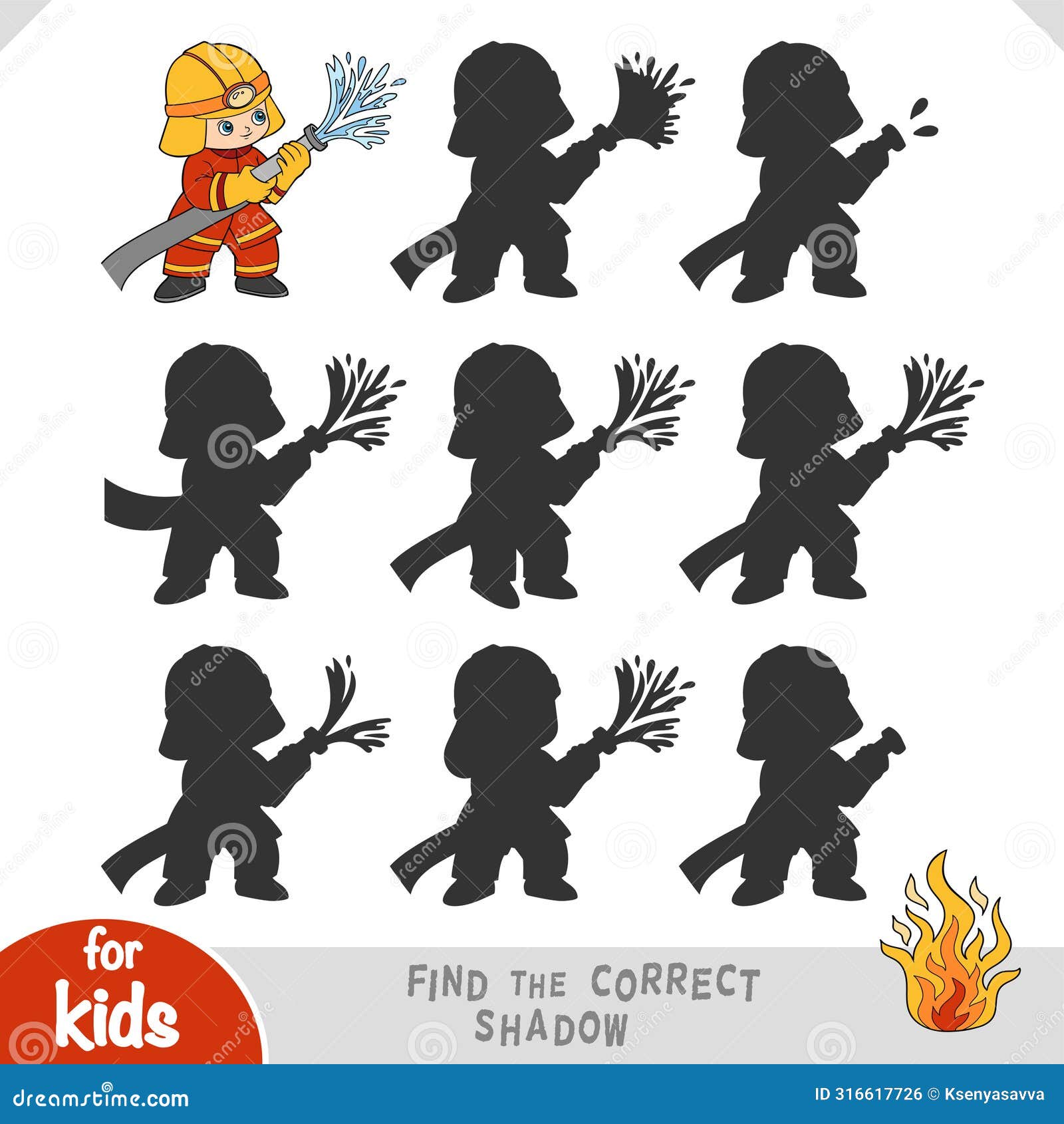 Find the Correct Shadow, Education Game for Kids, Firefighter Using ...