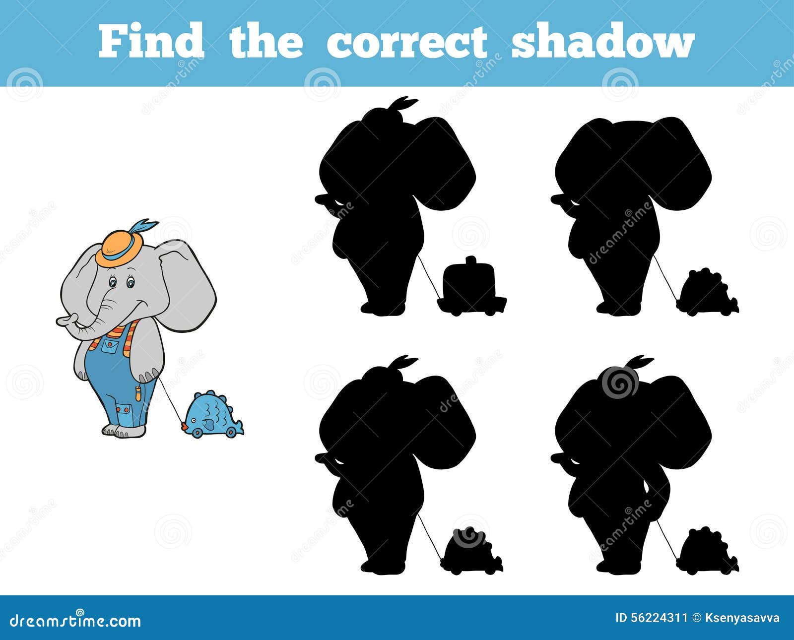 Find the Correct Shadow (elephant and Toy) Stock Vector - Illustration ...
