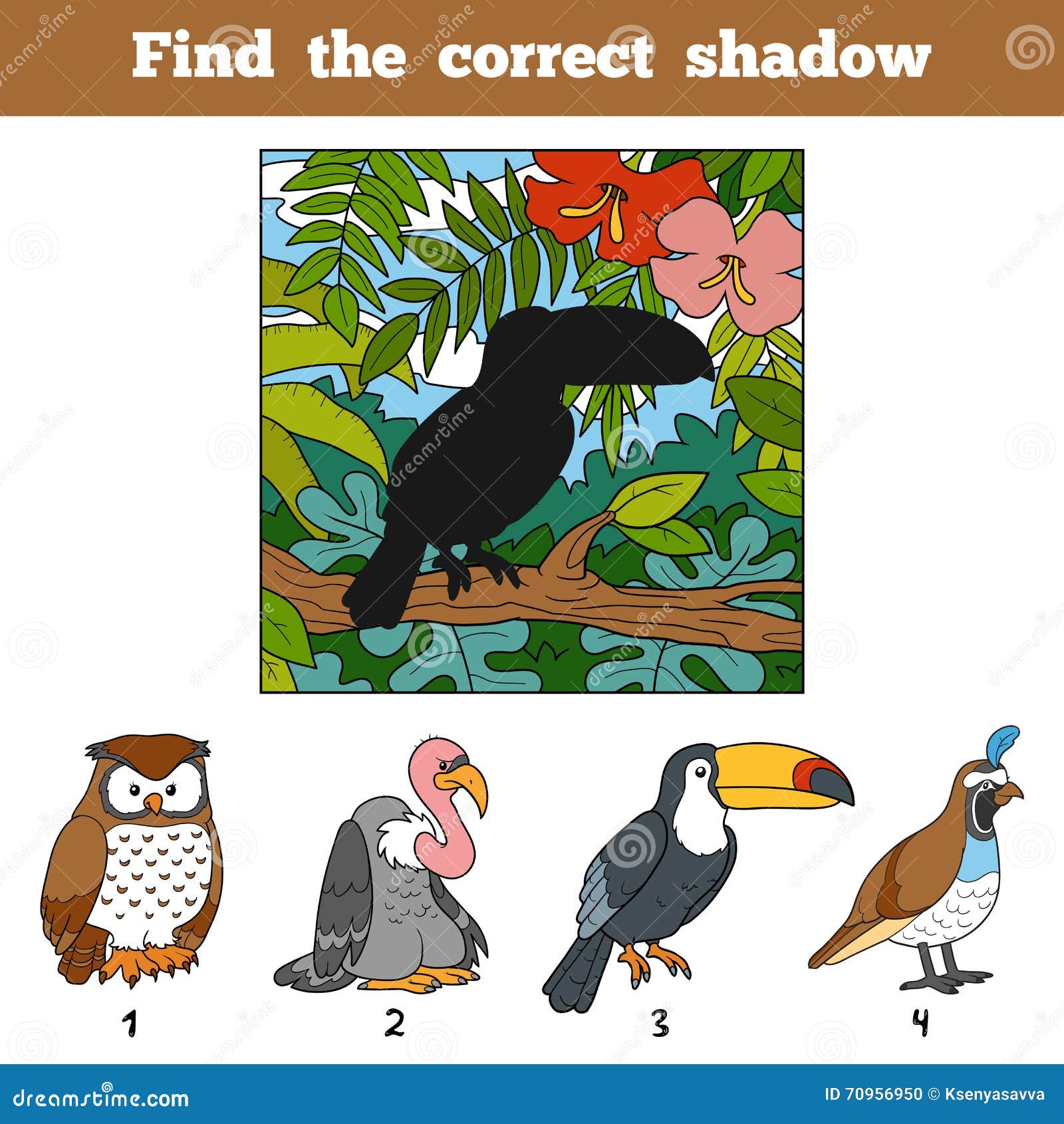 Find Bird Pair Picture Kid Game Printable Template Vector Illustration ...