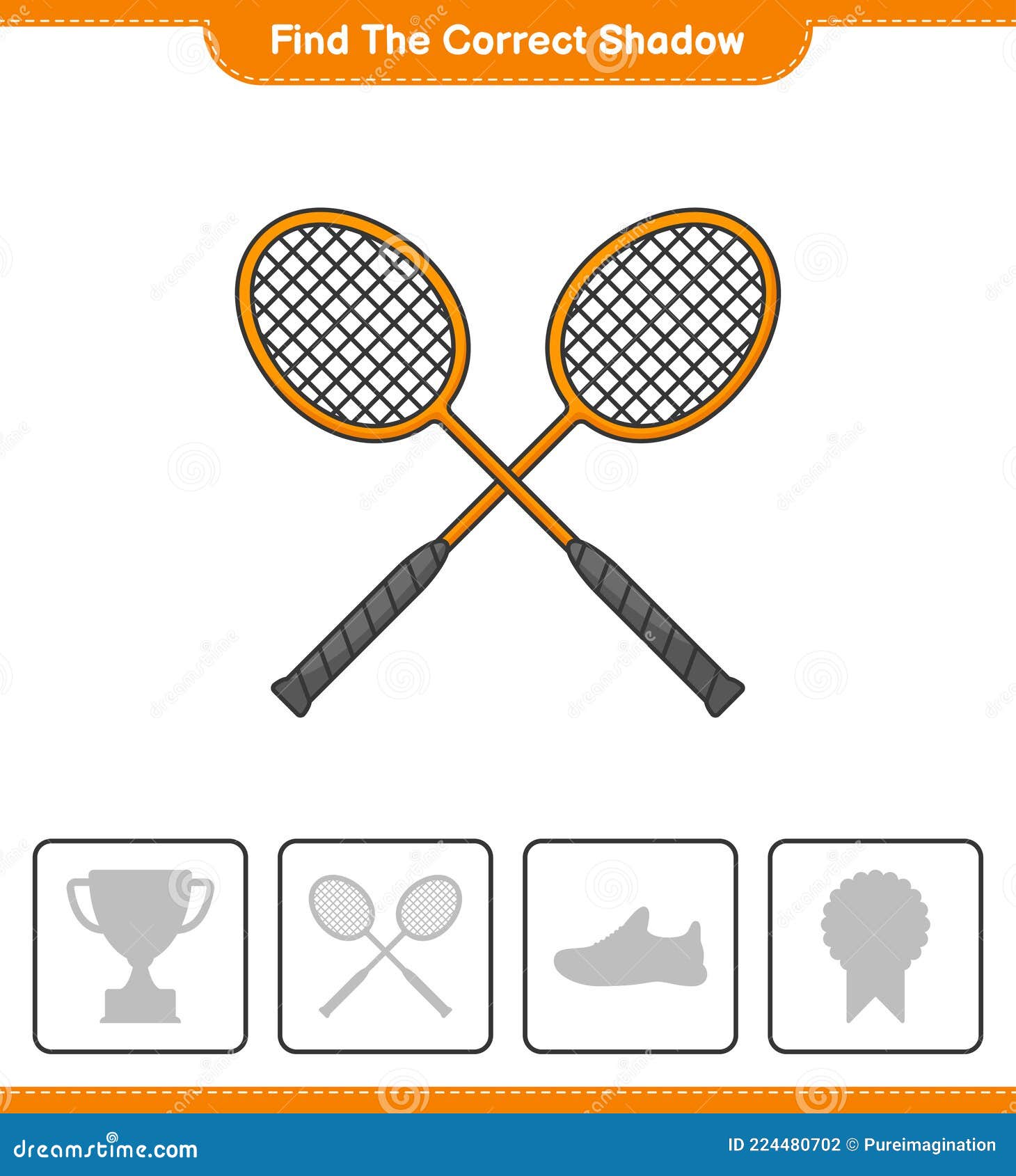 Find the Correct Shadow. Find and Match the Correct Shadow of Badminton ...