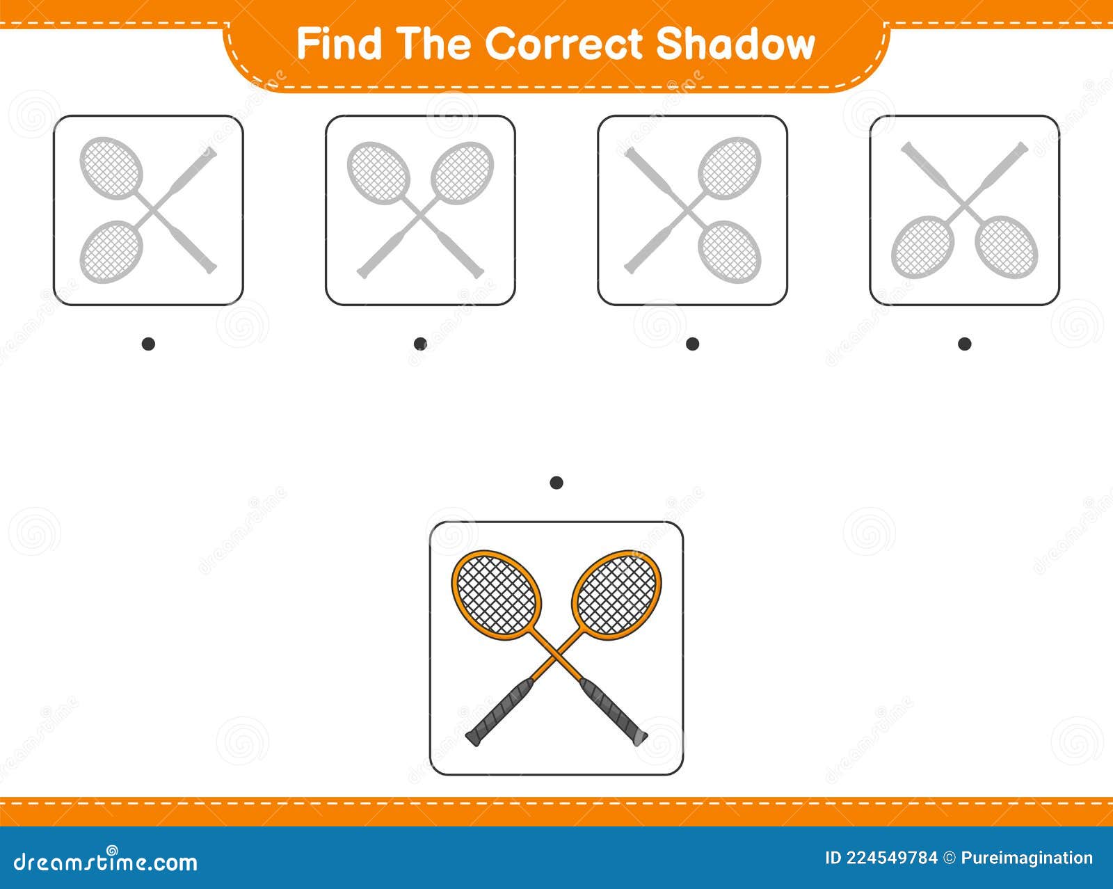 Find the Correct Shadow. Find and Match the Correct Shadow of Badminton ...