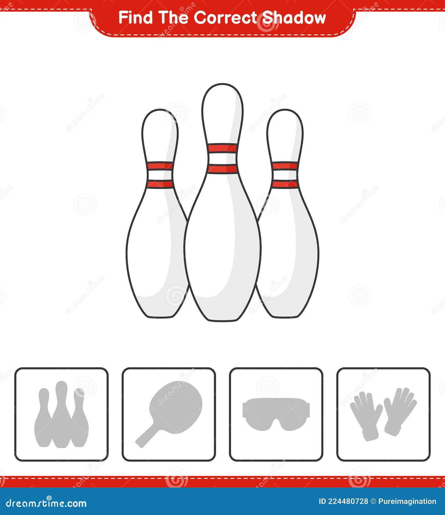 Find the Correct Shadow. Find and Match the Correct Shadow of Bowling ...
